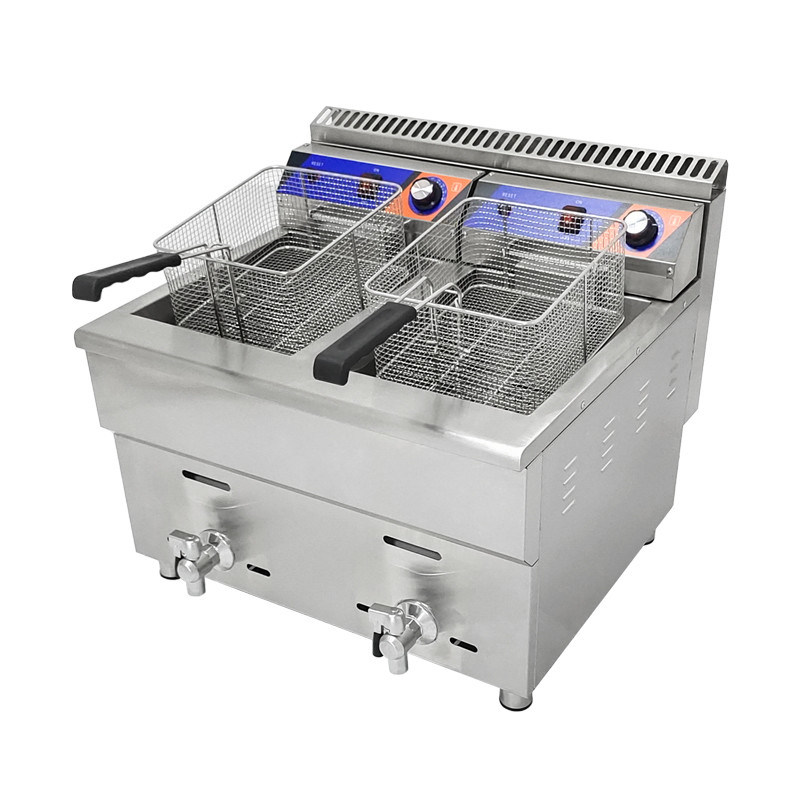 220V Double-tank Gas Deep Fryer Machine for Fast Food Restaurant ...